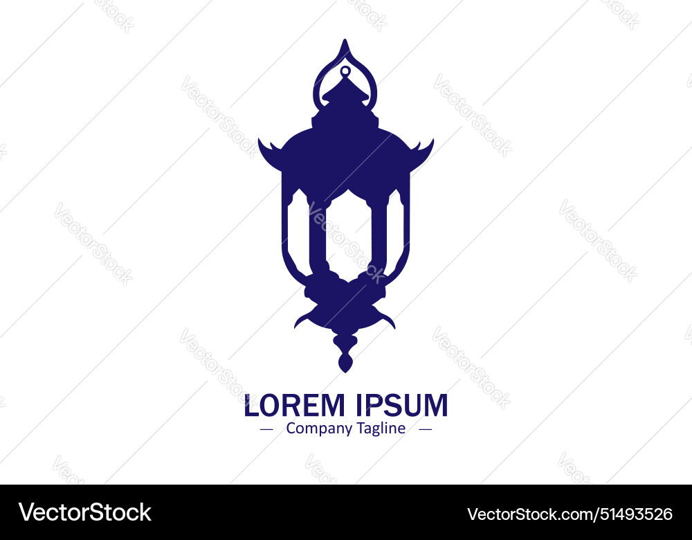Lantern arabic lamp logo design icon silhouette Vector Image