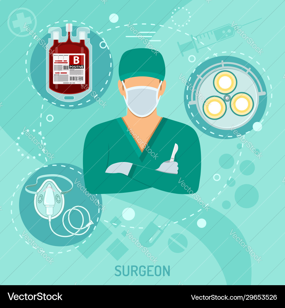 Medical surgeon square banner Royalty Free Vector Image