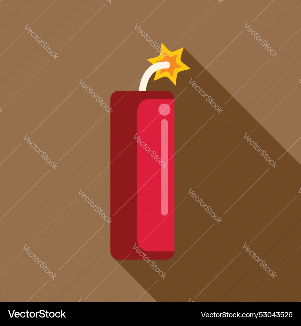 Red dynamite stick with burning wick icon Vector Image