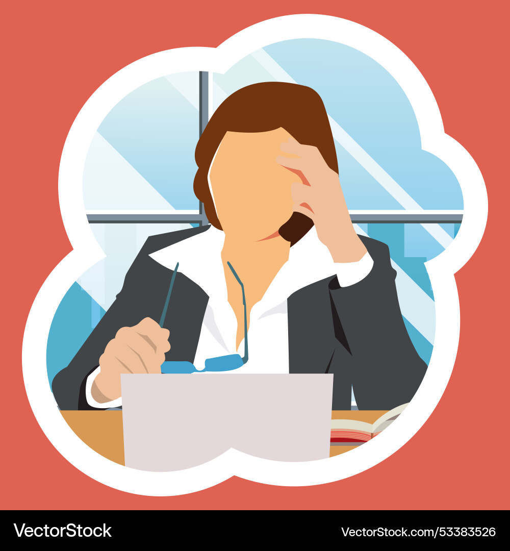 Stress people adult female sad problem work Vector Image