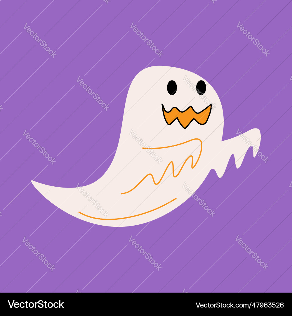 White cloth ghost halloween cartoon characters Vector Image