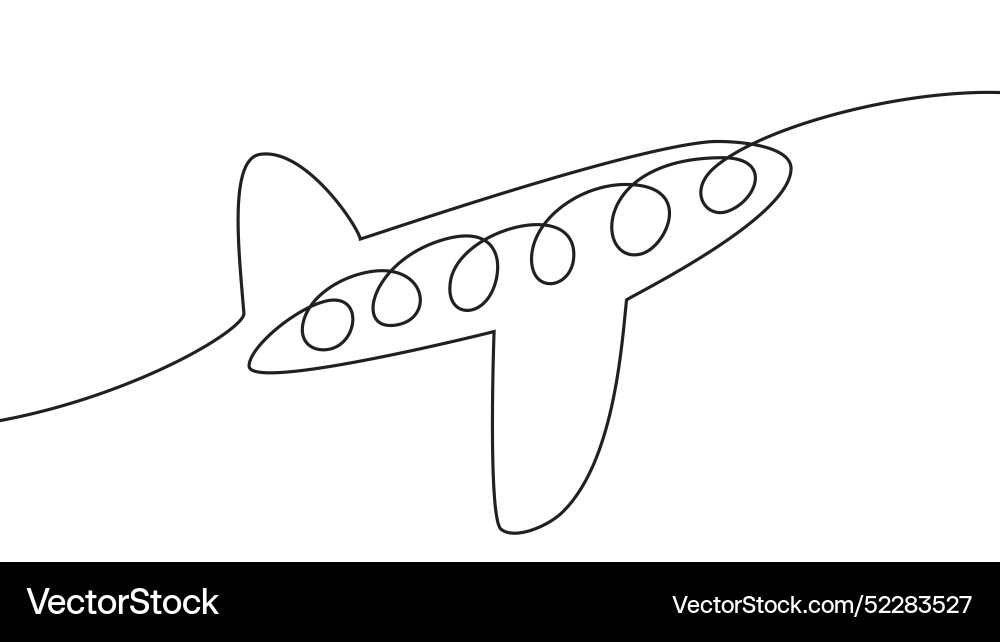 Airplane one line art sketch drawing Royalty Free Vector