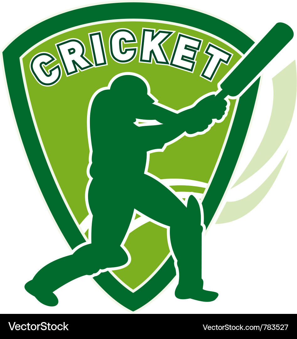 Cricket batsman shield Royalty Free Vector Image