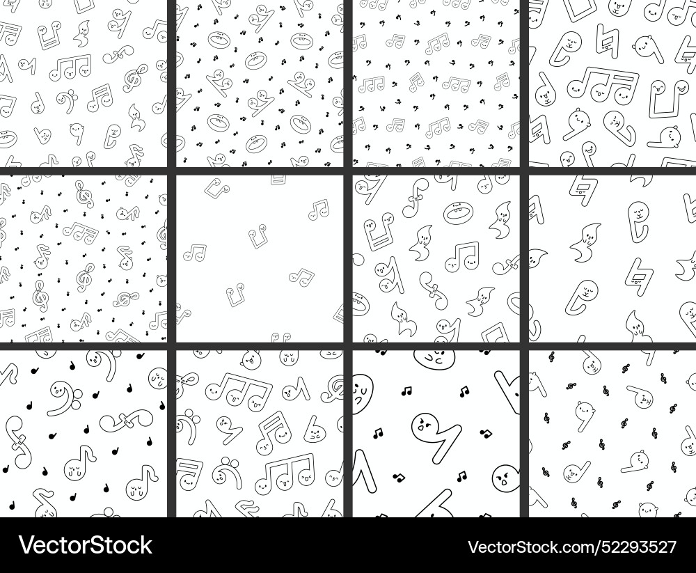 Cute kawaii music notes seamless pattern Vector Image