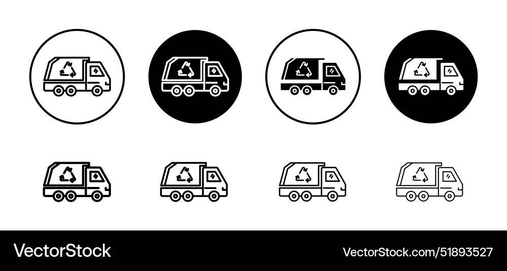 Garbage truck icon set collection Royalty Free Vector Image