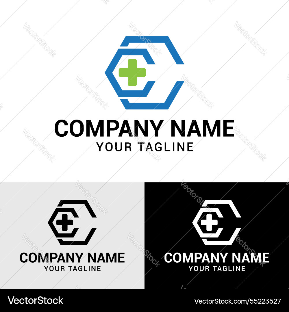 Initial cc letter polygon-shaped logo design Vector Image