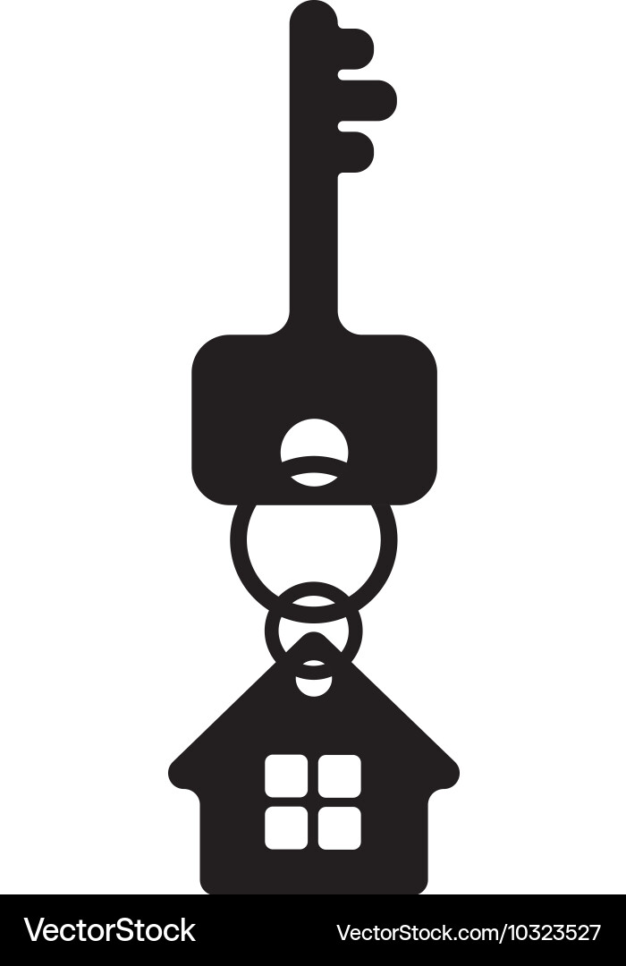 Key with house fob silhouette Royalty Free Vector Image