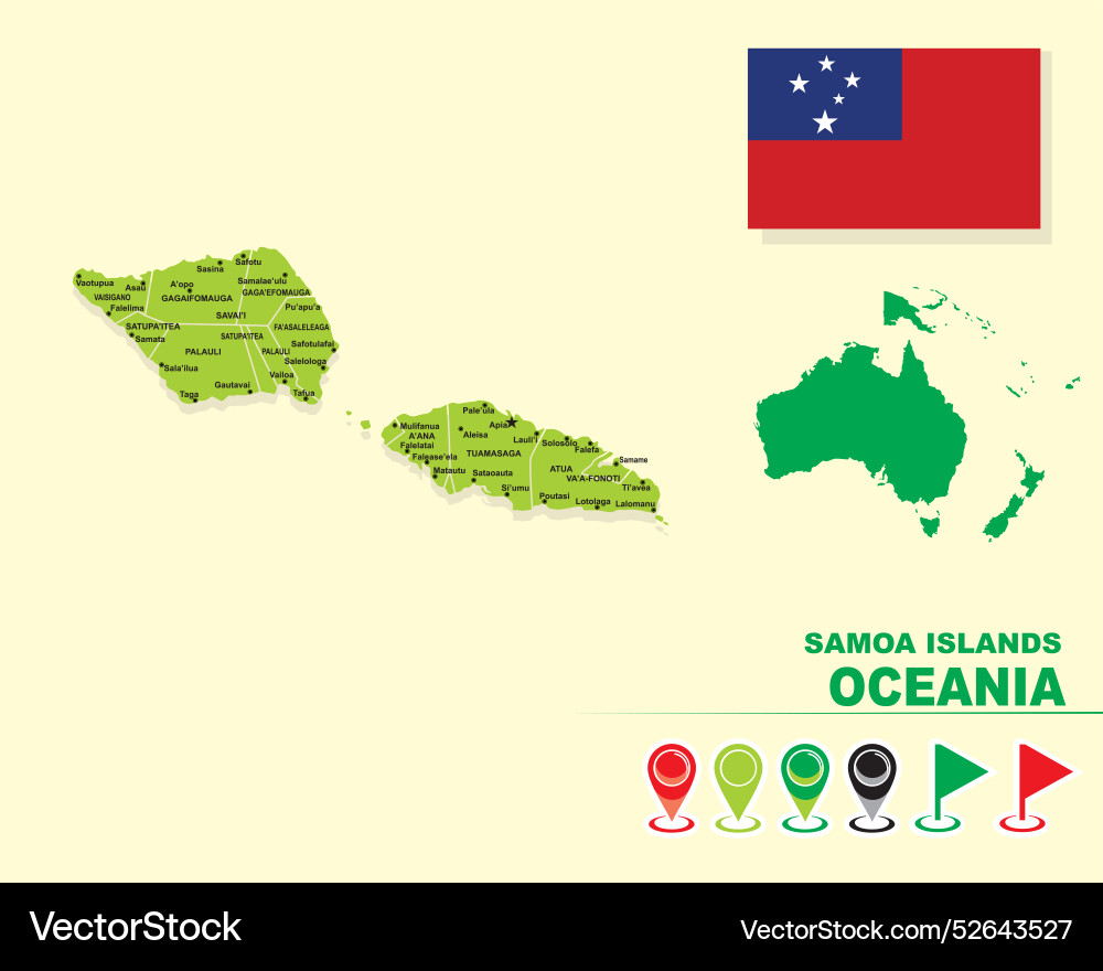 Samoa islands map Royalty Free Vector Image - VectorStock
