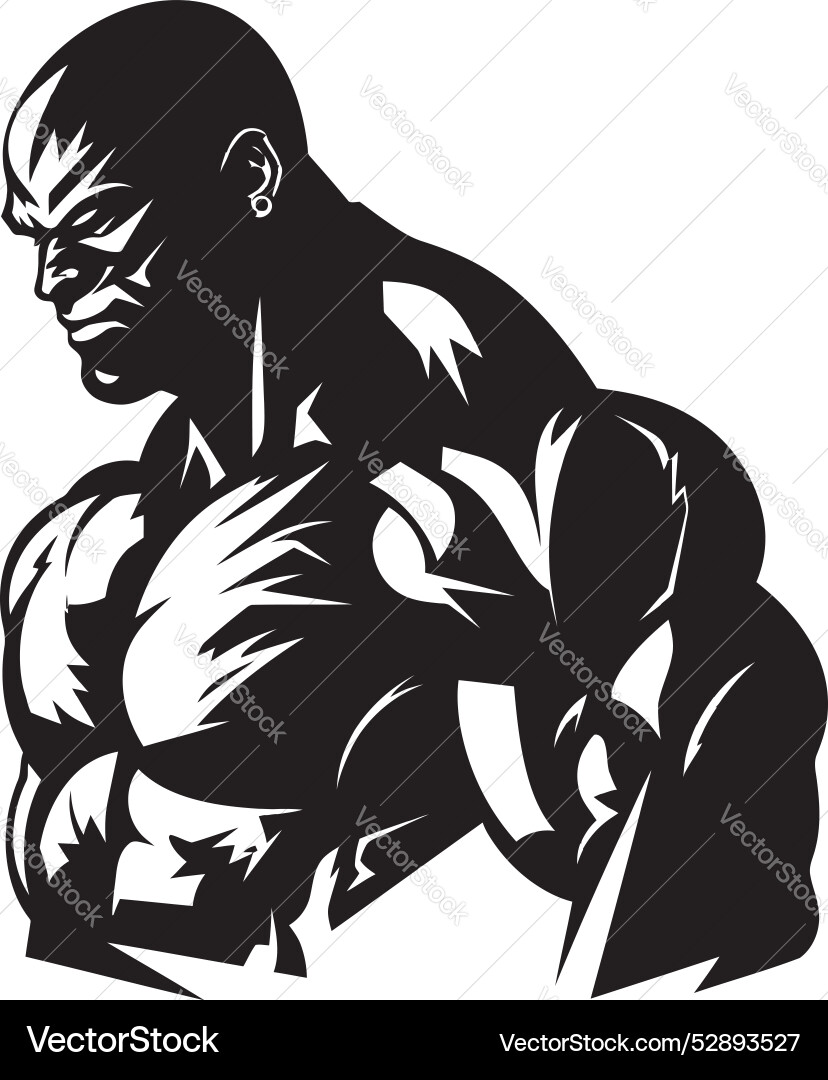 Silhouetted gains monochrome bodybuilder design Vector Image