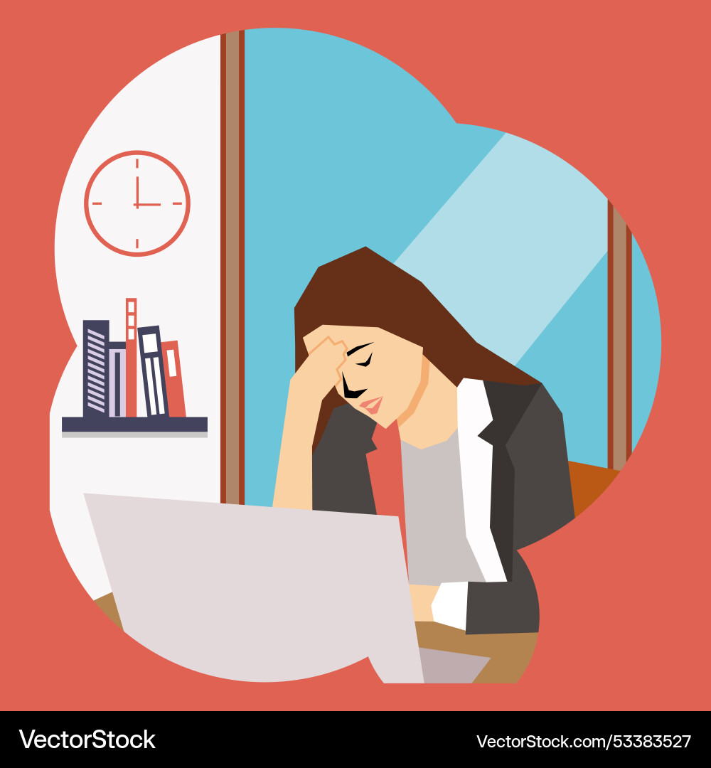 Stress people adult female sad problem work Vector Image