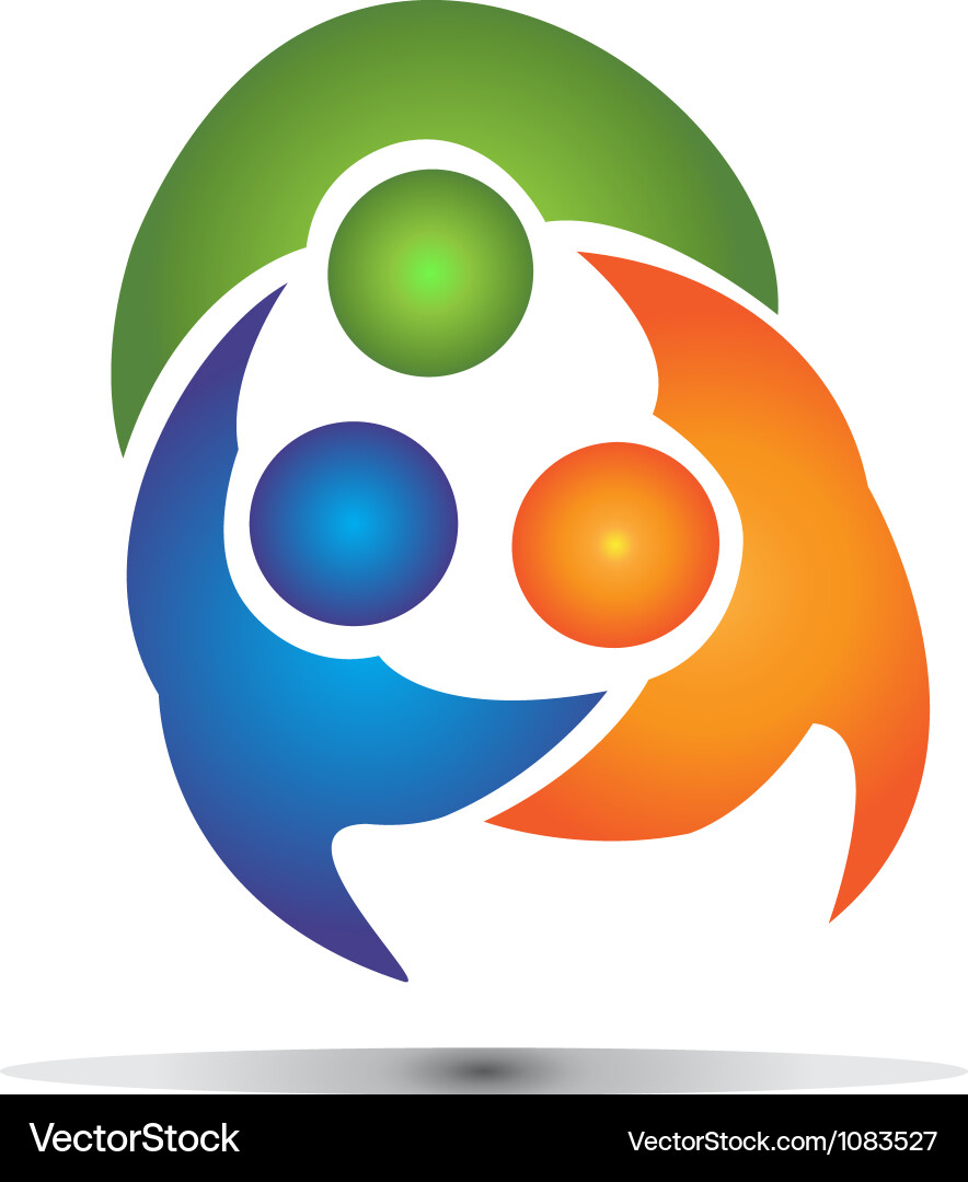 Team with three figures logo Royalty Free Vector Image