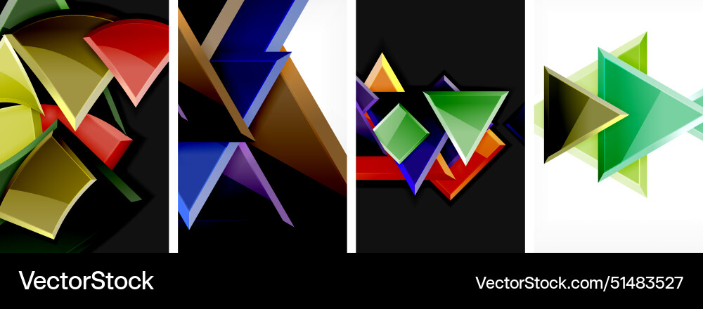 Triangle composition poster background set Vector Image