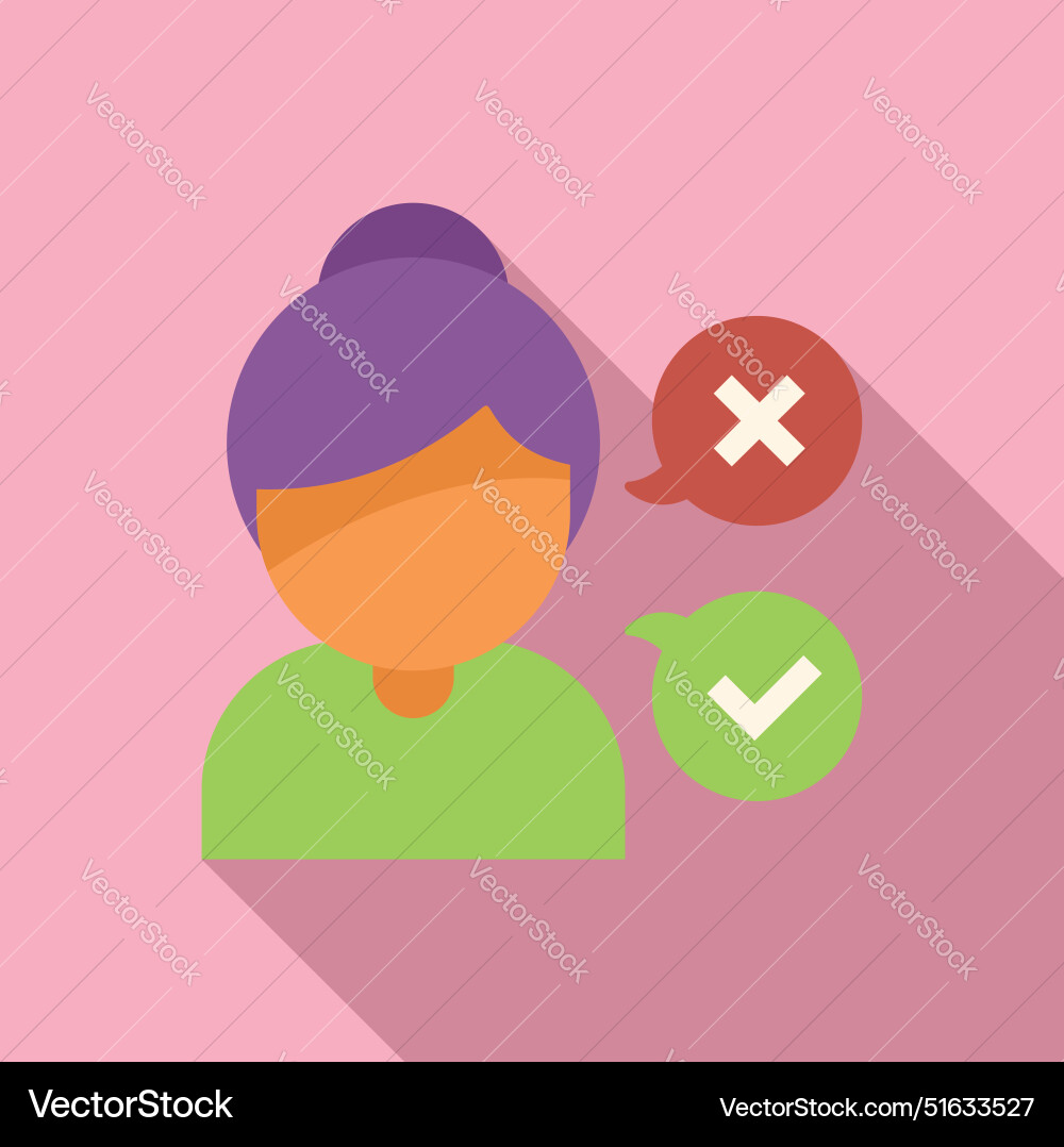 Woman choosing between right and wrong answer Vector Image