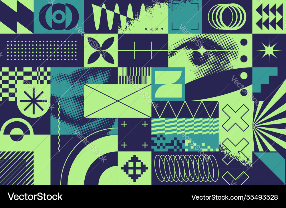 Brutalist geometric seamless pattern Royalty Free Vector