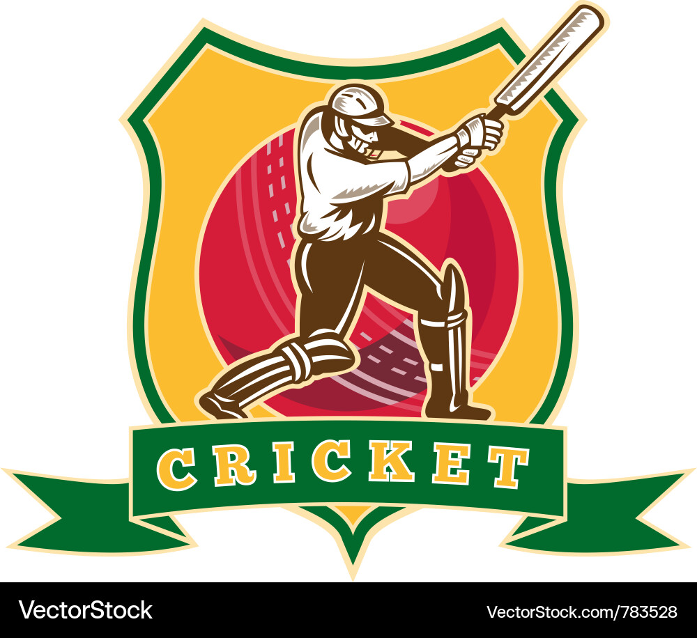 Cricket sporting shield Royalty Free Vector Image