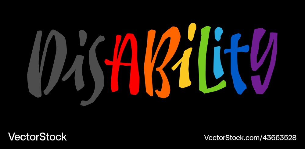 Greyscale dis with colorful ability - disability Vector Image
