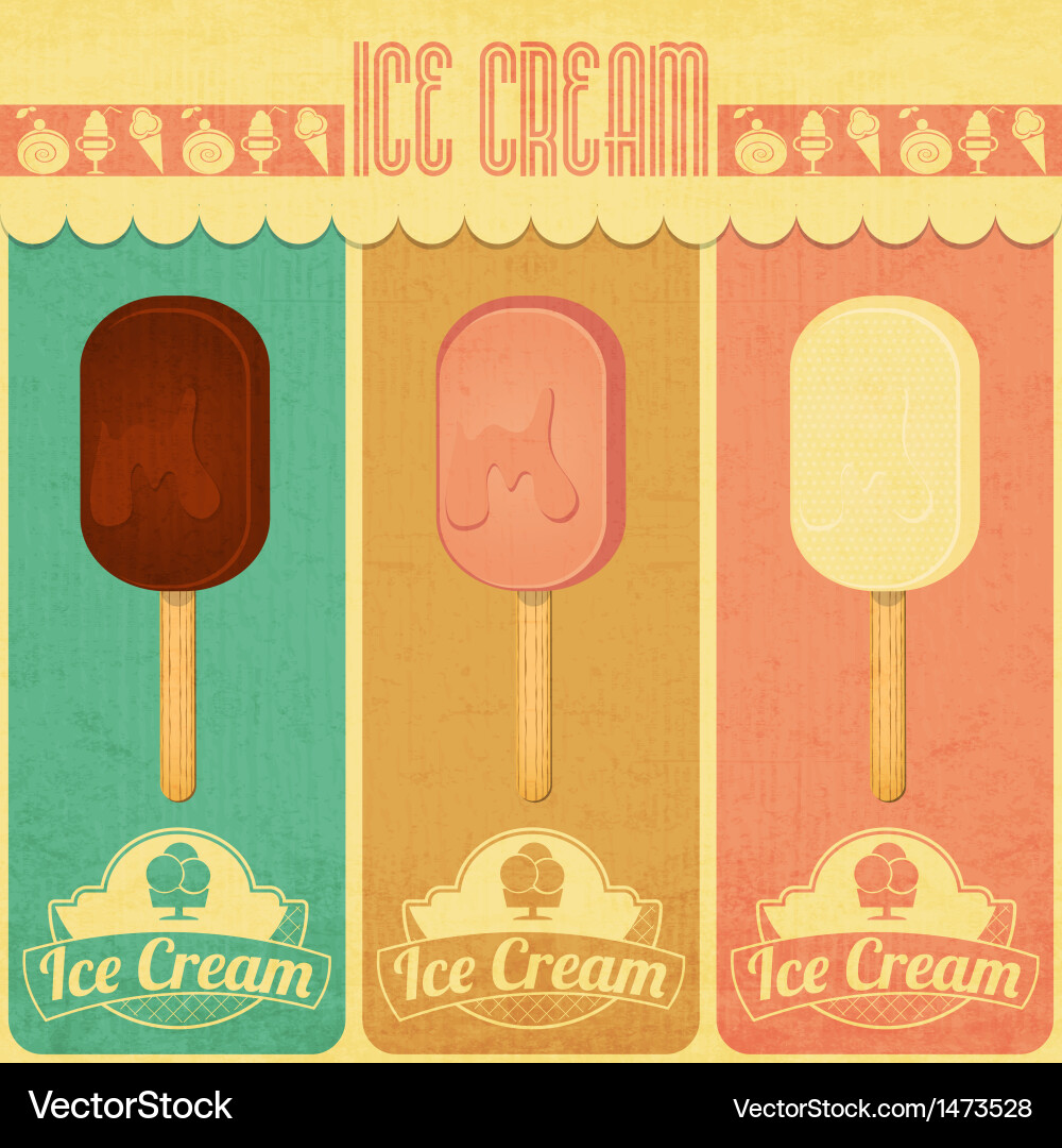 Ice cream dessert vintage menu Royalty Free Vector Image