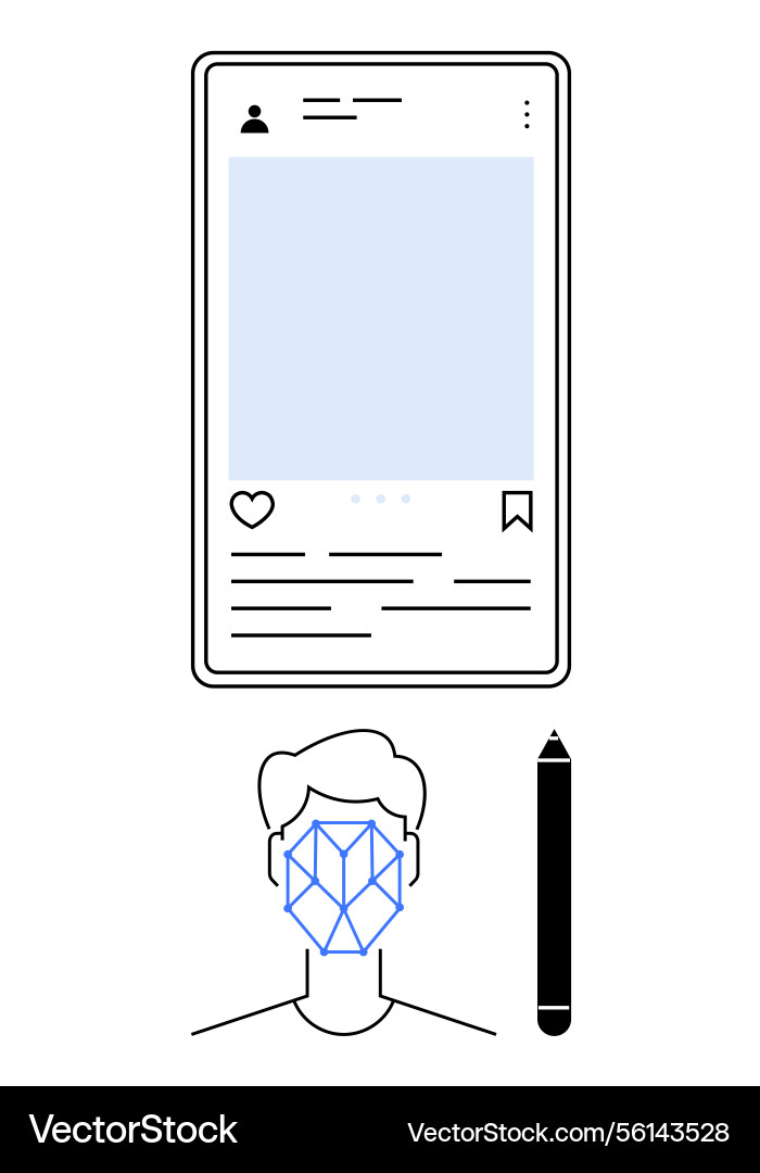 Social media interface with face recognition Vector Image