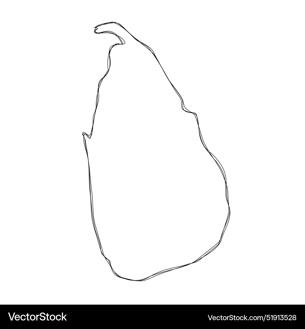 Sri lanka simplified sketch map Royalty Free Vector Image