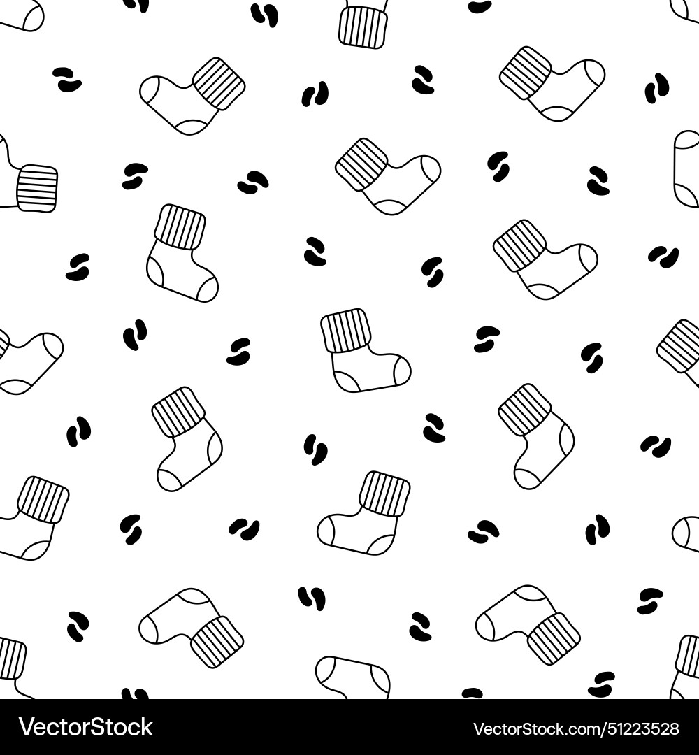 Winter socks seamless pattern coloring page Vector Image