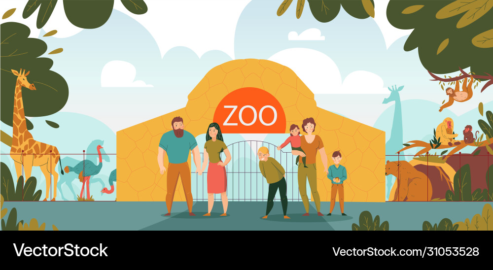 Zoo entrance cartoon Royalty Free Vector Image