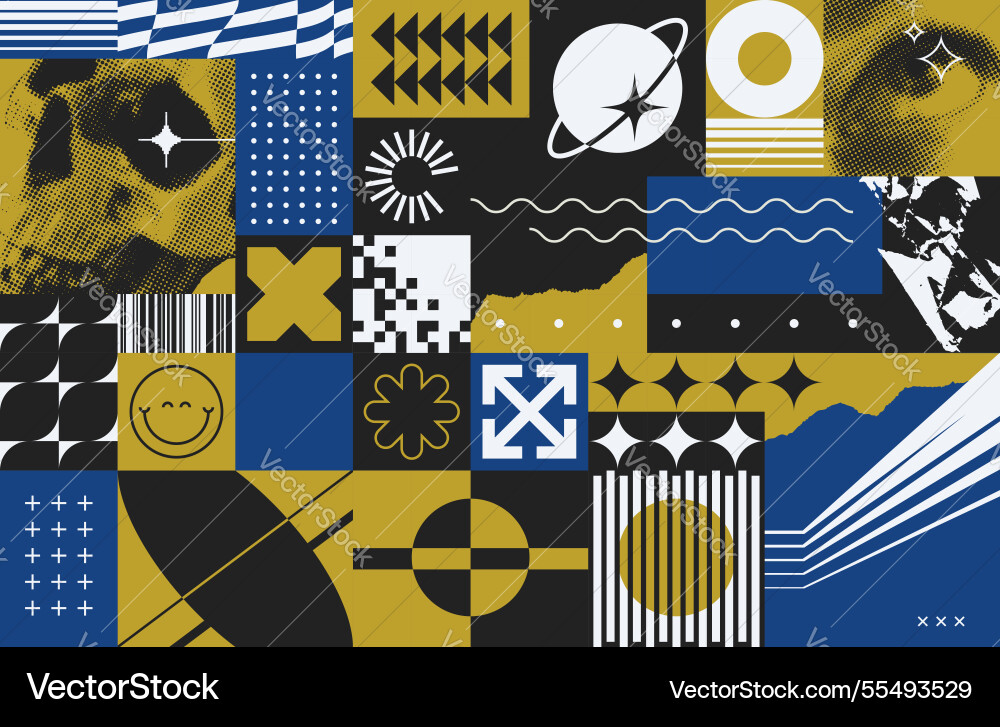 Brutalist geometric seamless pattern Royalty Free Vector