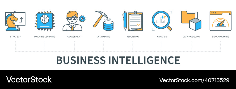Business Intelligence Icons Royalty Free Vector Image