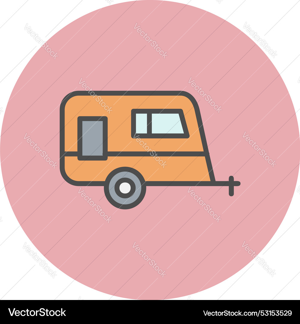 Caravan line filled circle icon Royalty Free Vector Image