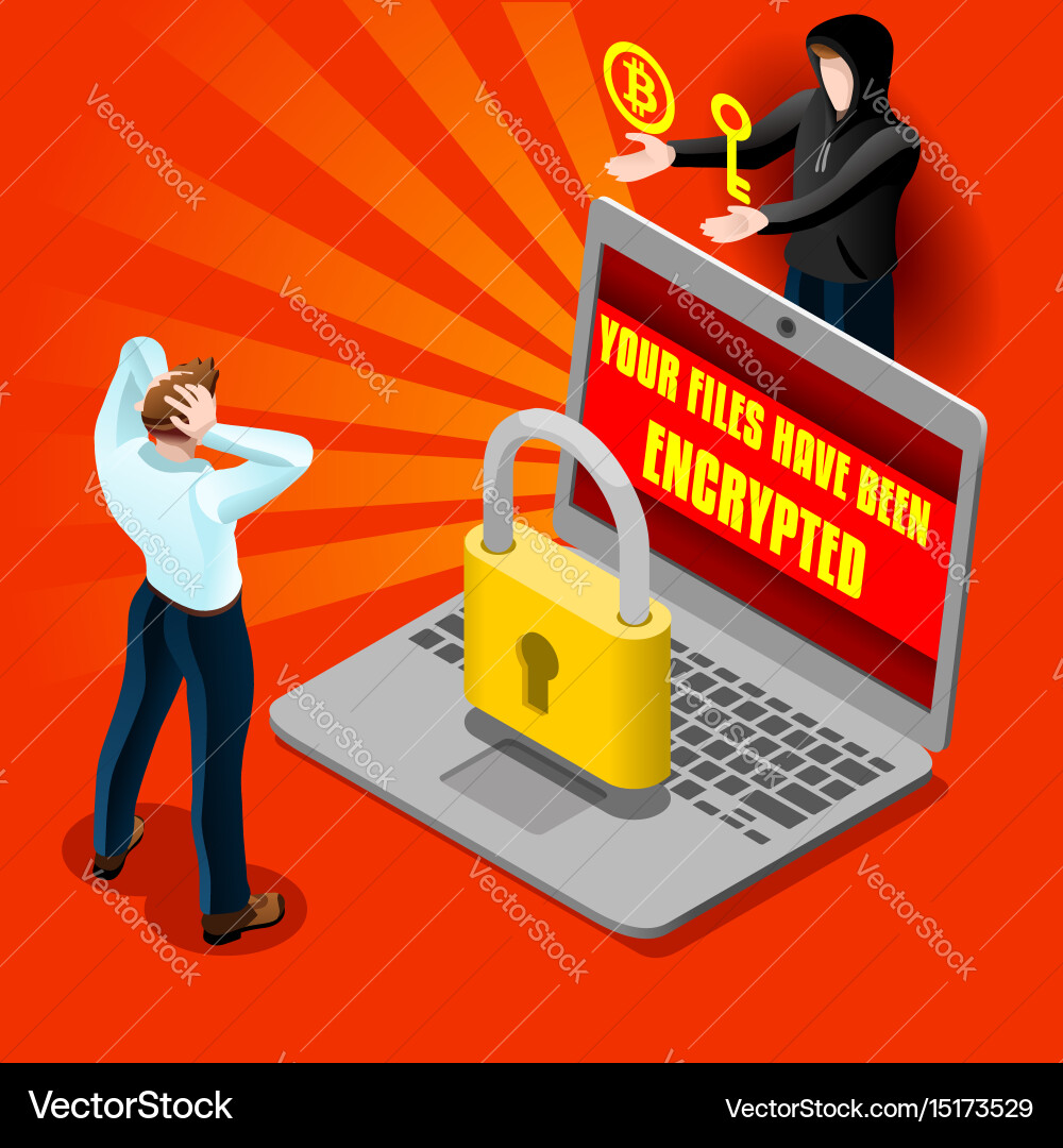 Cyber computer attack email malware isometric Vector Image