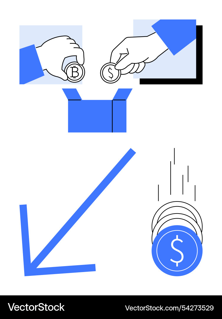 Hand depositing coins into a box with arrow Vector Image
