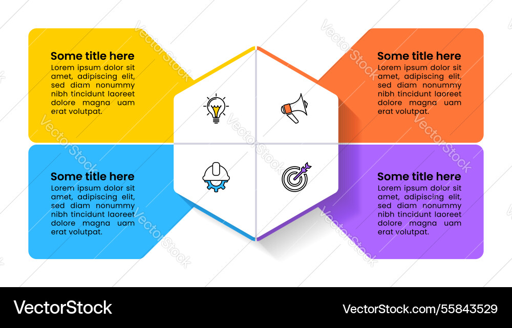 Infographic template hexagon with 4 banners Vector Image