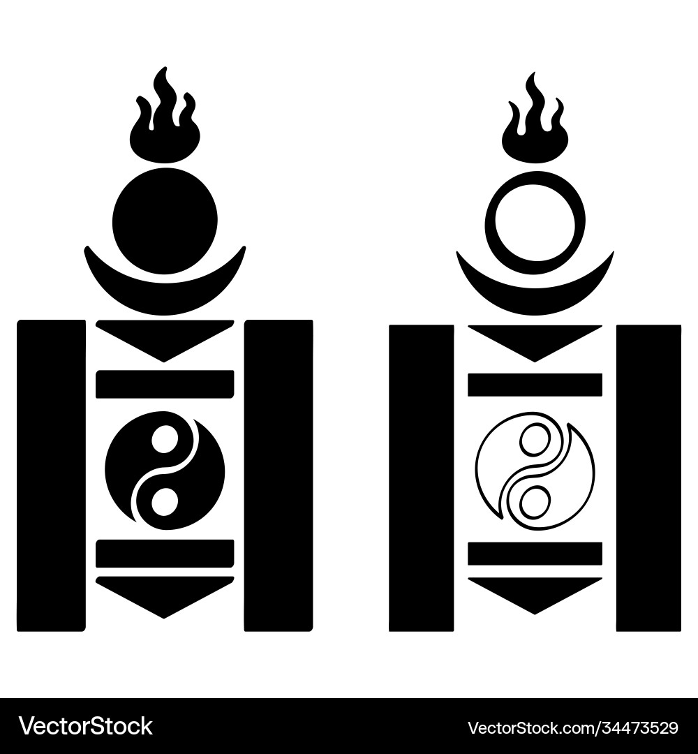 Monochrome icon with soyombo symbol Royalty Free Vector