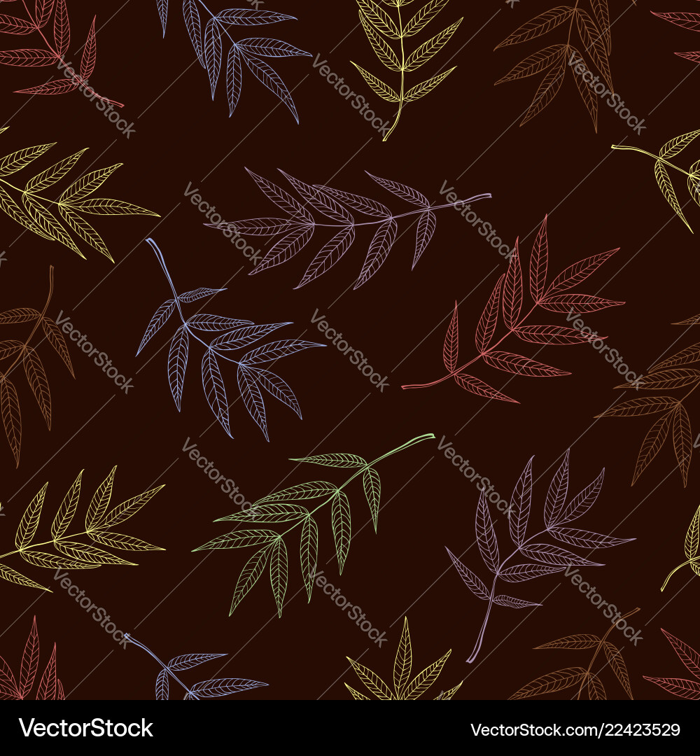 Seamless pattern of leaves mountain ash in pastel Vector Image