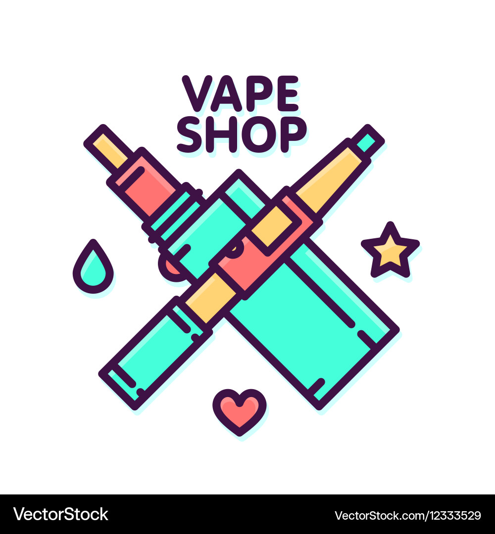 Vape shop electronic cigarette logo Royalty Free Vector