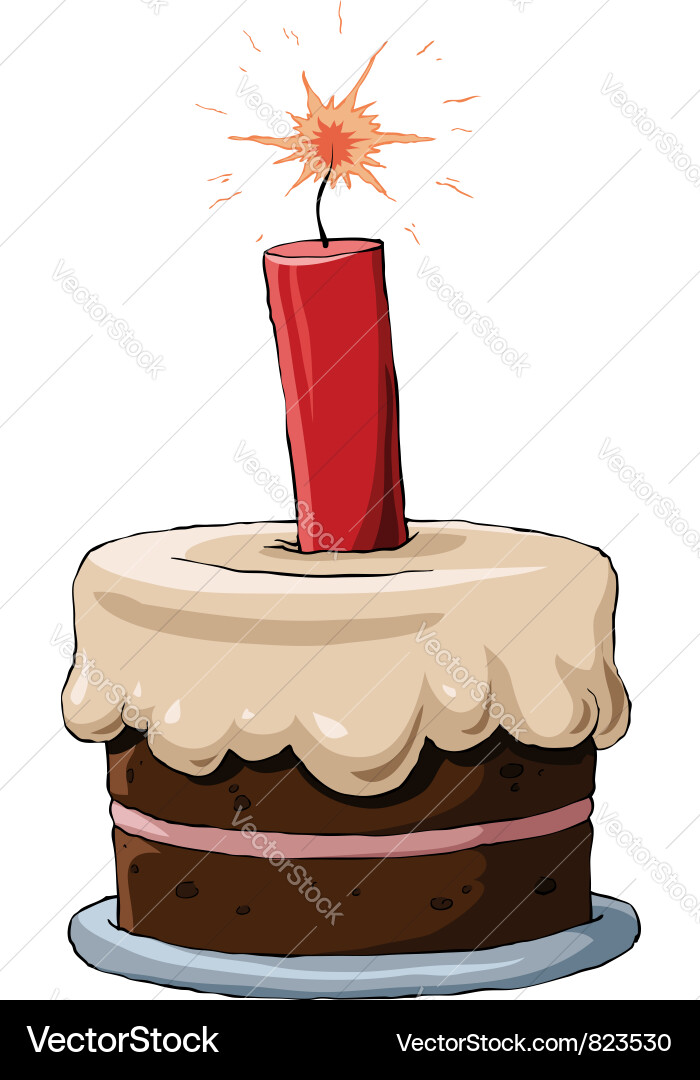 Cake with dynamite Royalty Free Vector Image - VectorStock