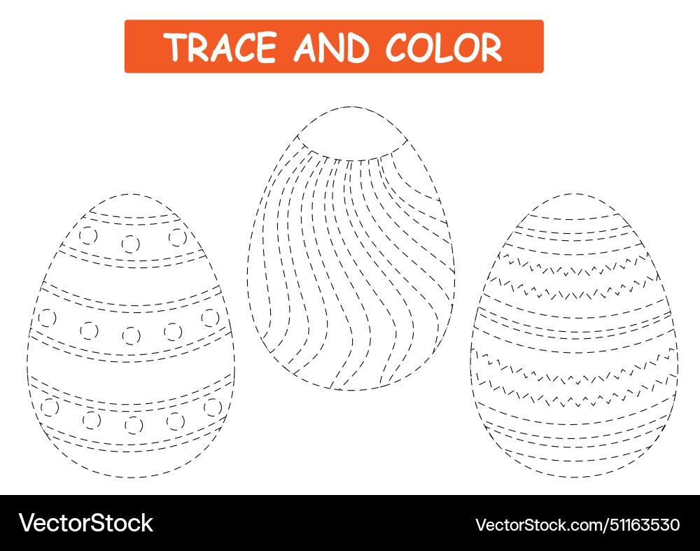 Children worksheet coloring and tracing easter Vector Image