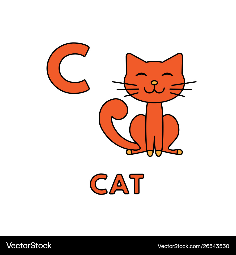 Cute cartoon animals alphabet cat Royalty Free Vector Image