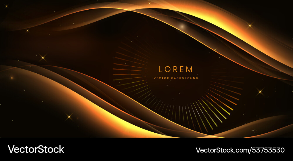 Gold curved ribbon on dark background Royalty Free Vector