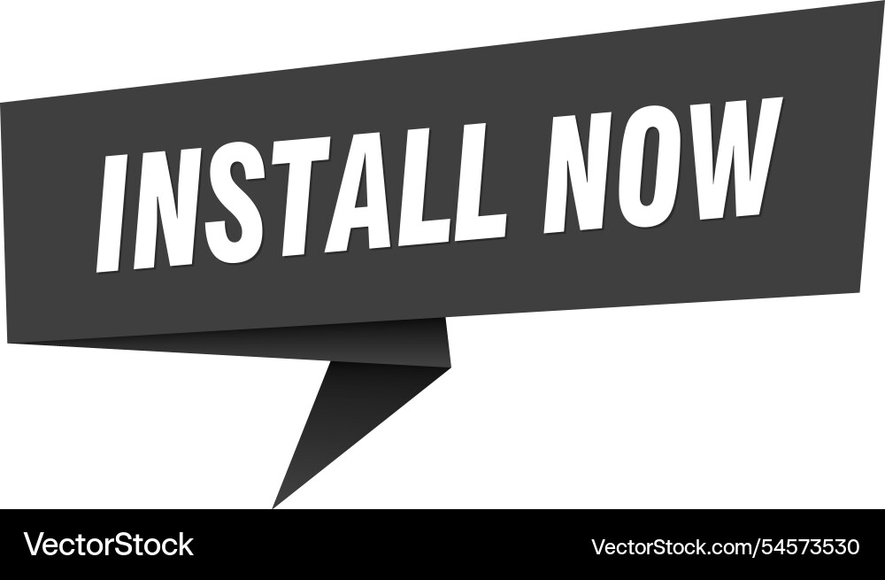 Install now banner speech bubble Royalty Free Vector Image