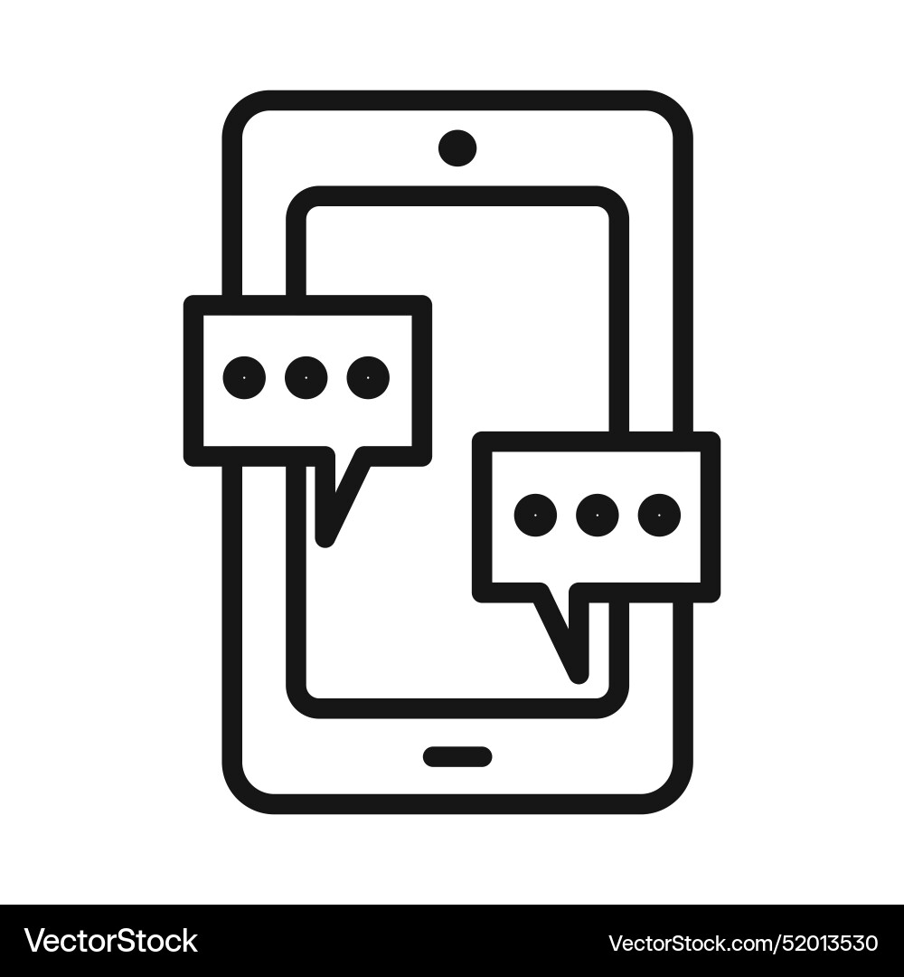Message phone icon black line art Royalty Free Vector Image