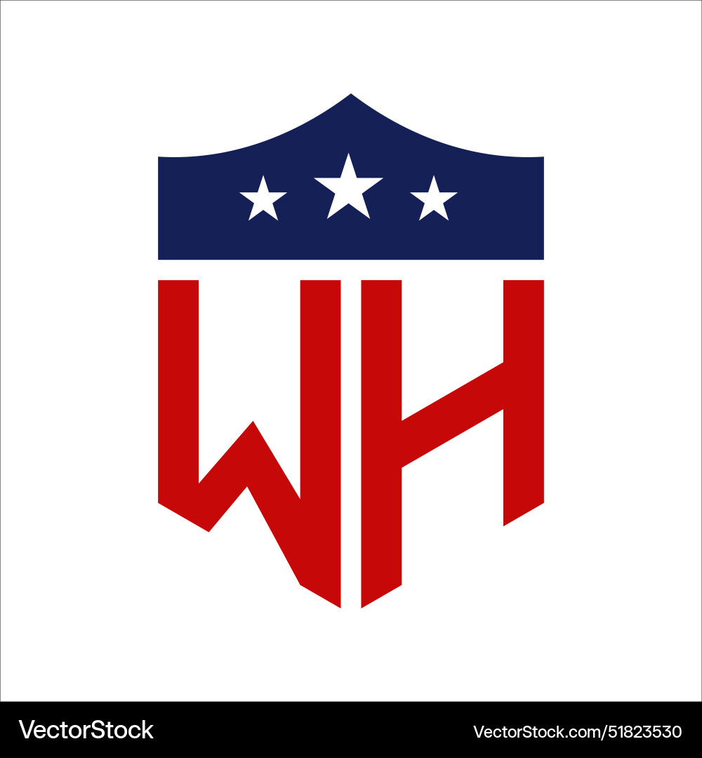 Patriotic wh logo design letter Royalty Free Vector Image