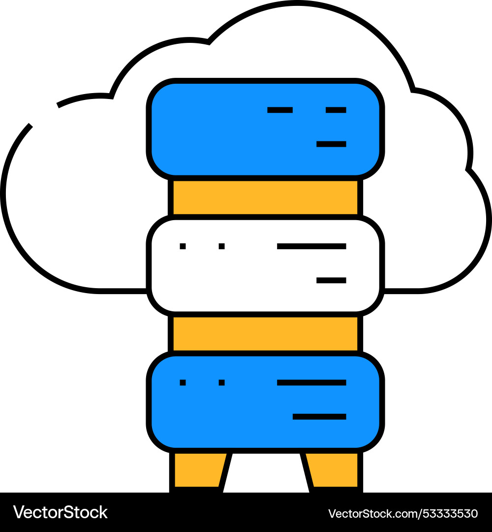 Saas software and data center icon color Vector Image