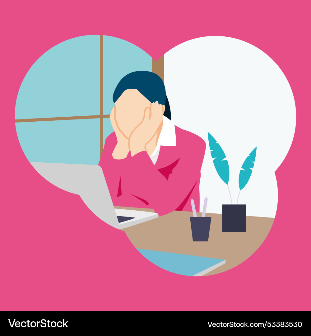 Stress people adult female sad problem work Vector Image