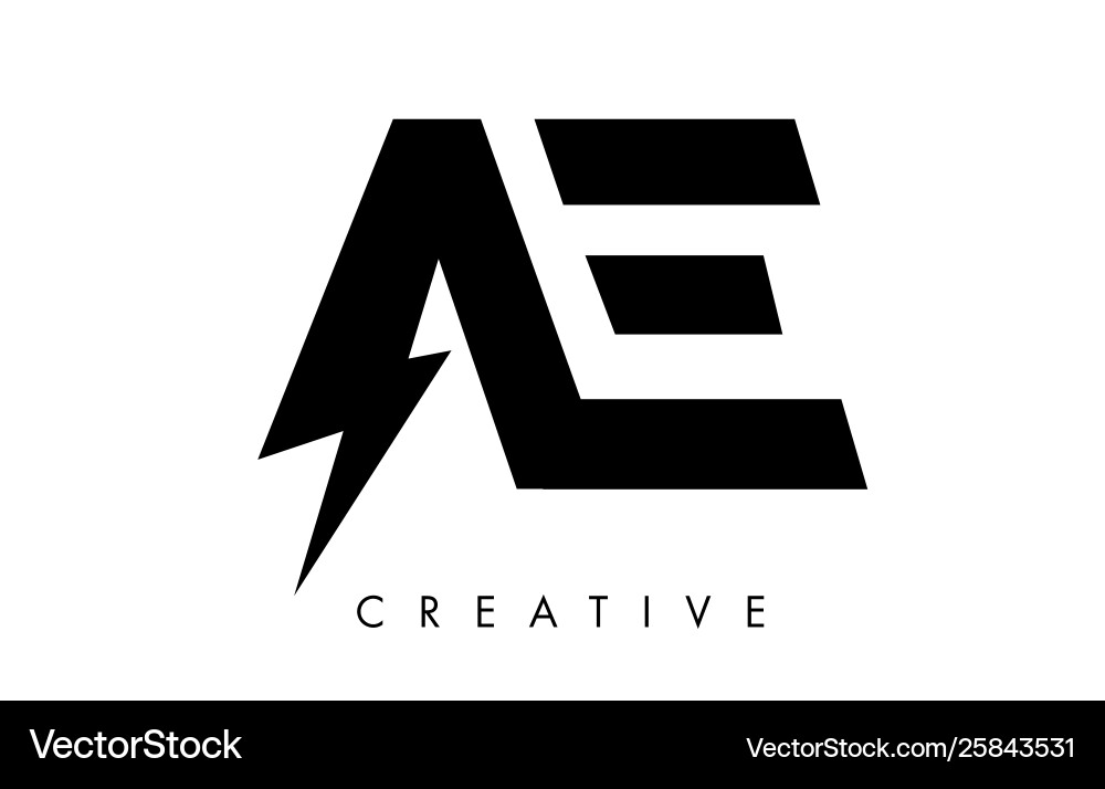 Ae letter logo design with lighting thunder bolt Vector Image