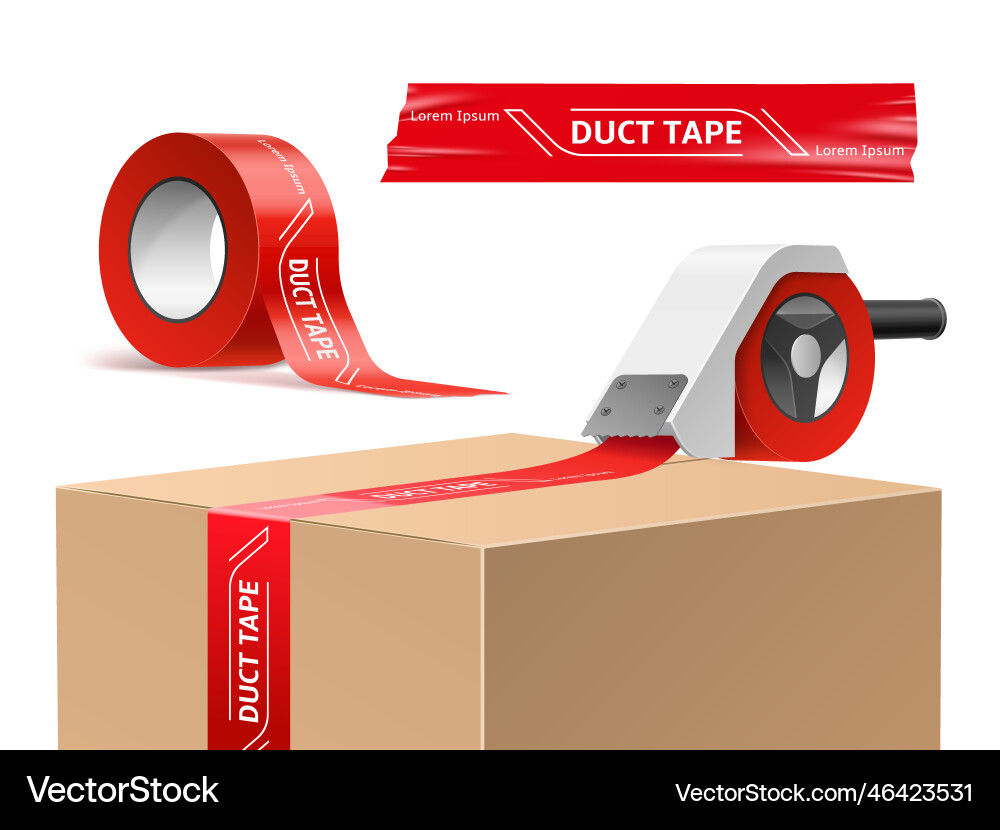 Cardboard box with tape realistic packaging Vector Image