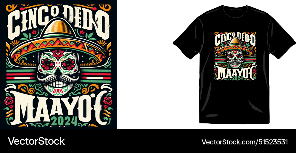 Cinco de mayo t shirt design and print template Vector Image