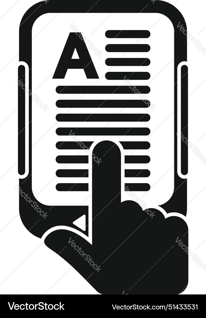 Ereader icon with hand gesture Royalty Free Vector Image