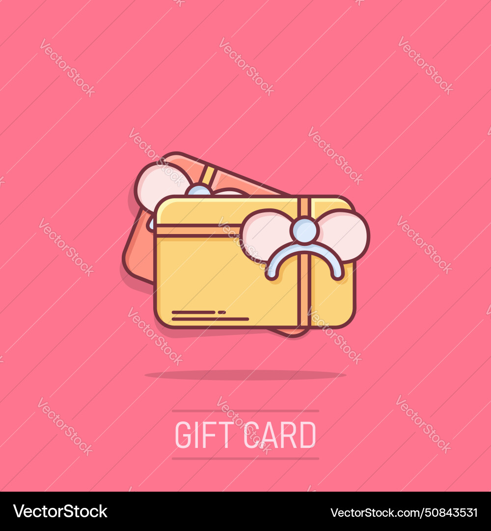 Gift card icon in comic style discount coupon Vector Image