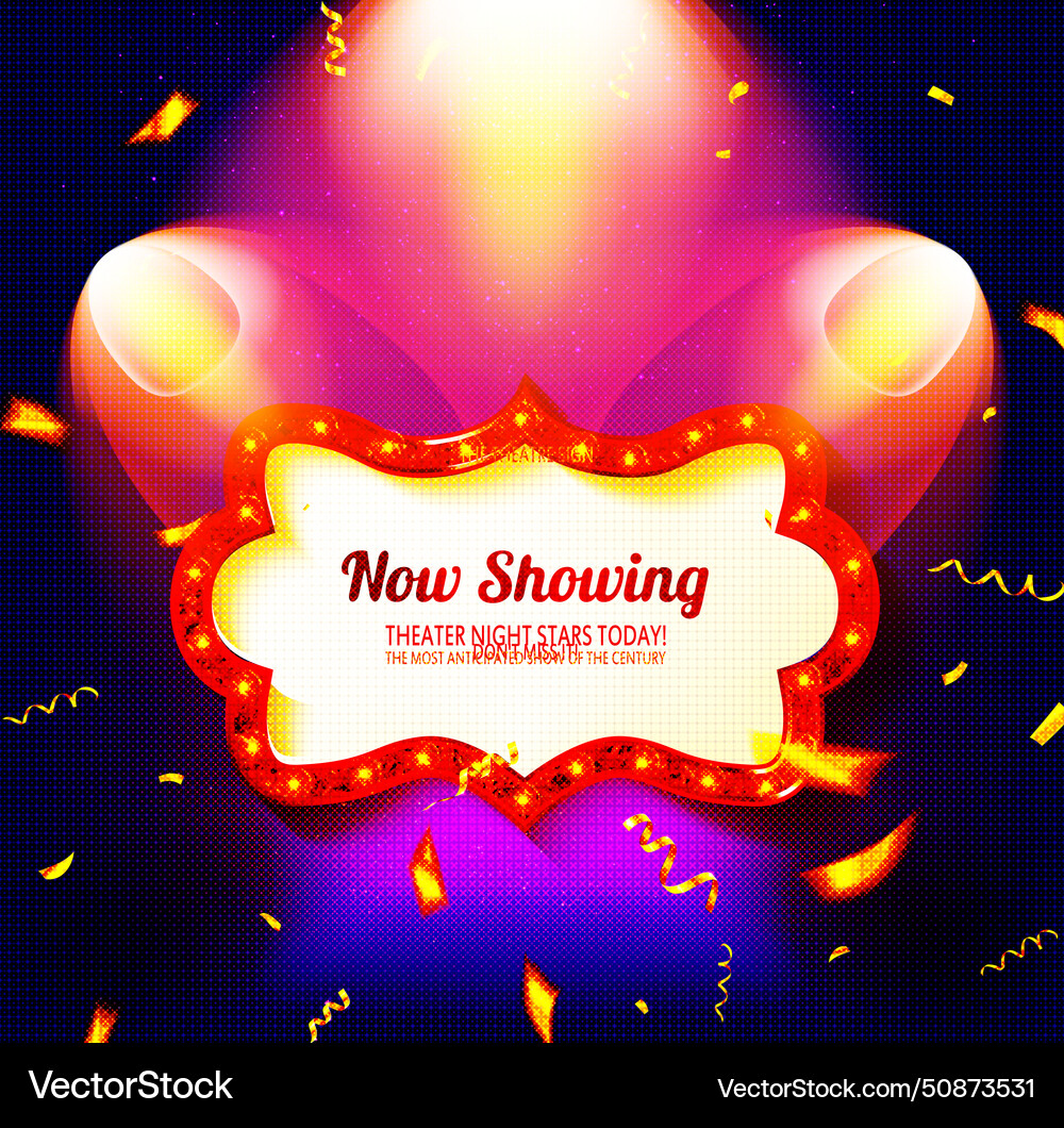 Now showing retro classic sign board background Vector Image