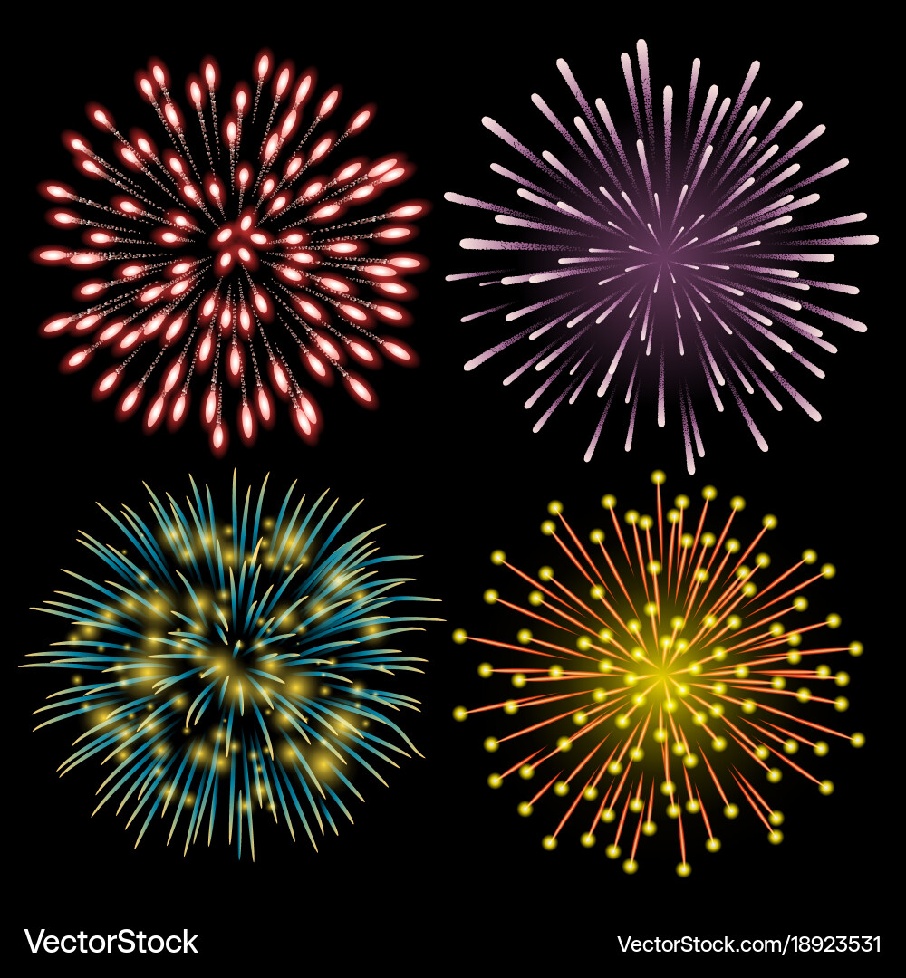 Set of colorful fireworks Royalty Free Vector Image